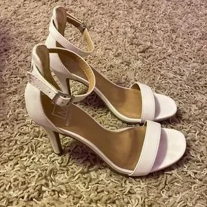 Material Girl | Shoes | Material Girl White Opentoe Ankle Strap Heels ...
